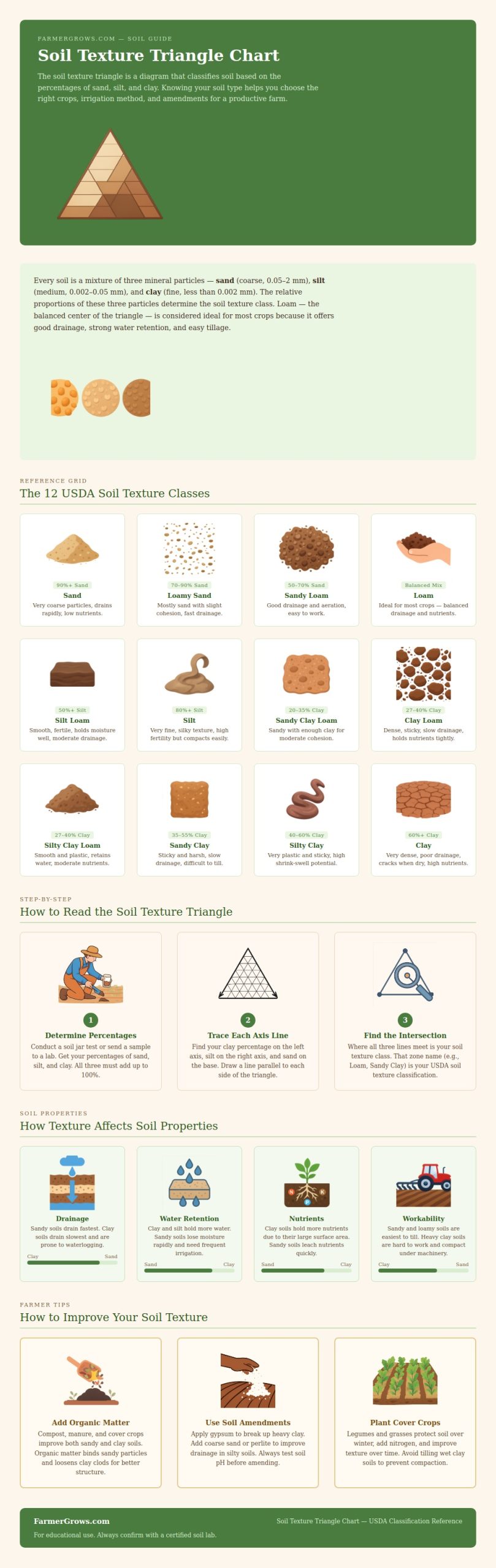 Soil Texture Triangle Chart - Farmer Grows