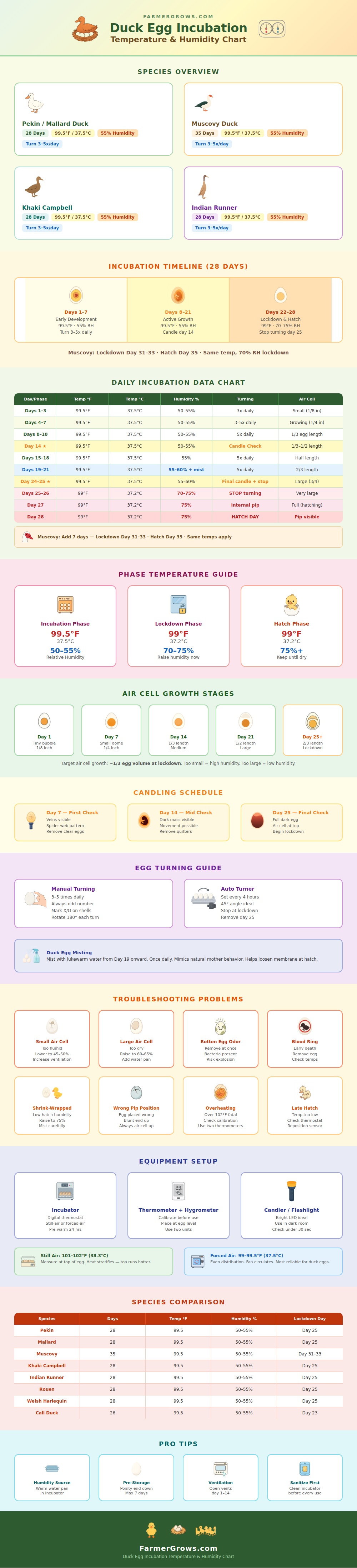 Duck Egg Incubation Temperature And Humidity Chart - Farmer Grows