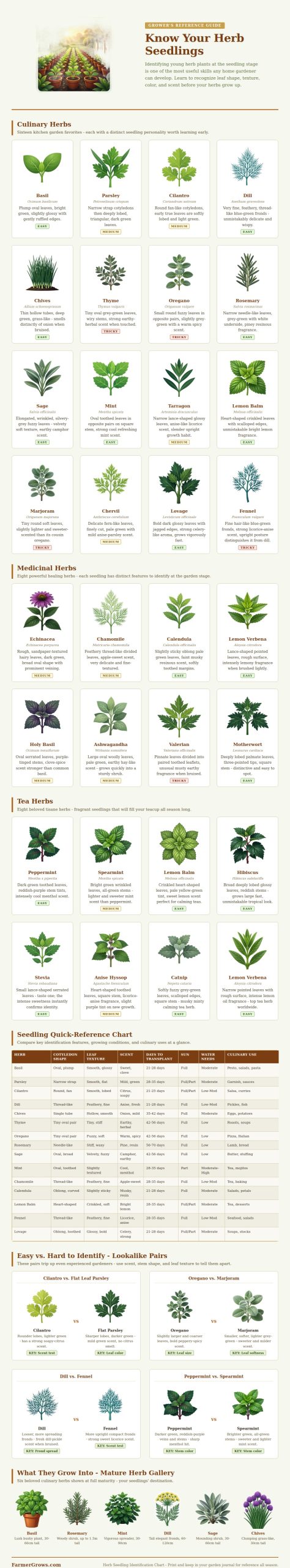 Herb Seedling Identification Chart - Farmer Grows
